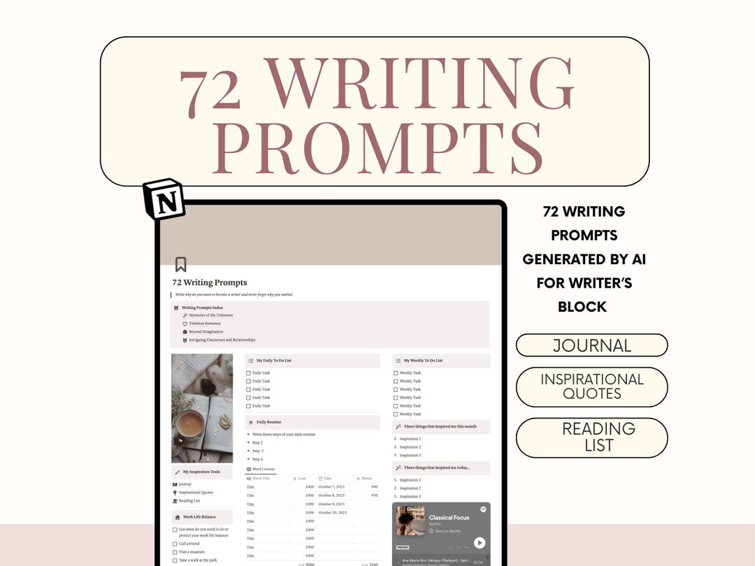 Writing Prompts Notion Template for Fiction Authors - Notion for ...