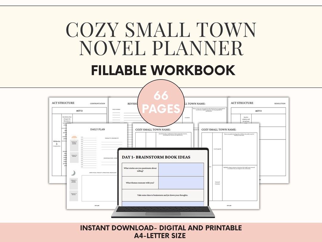 Cozy Small Town Novel Planner: Book Writing Workbook (digital ...