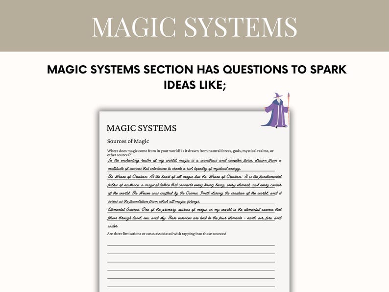 Fantasy World Building Workbook: Magic System, Writing Worksheet - Etsy