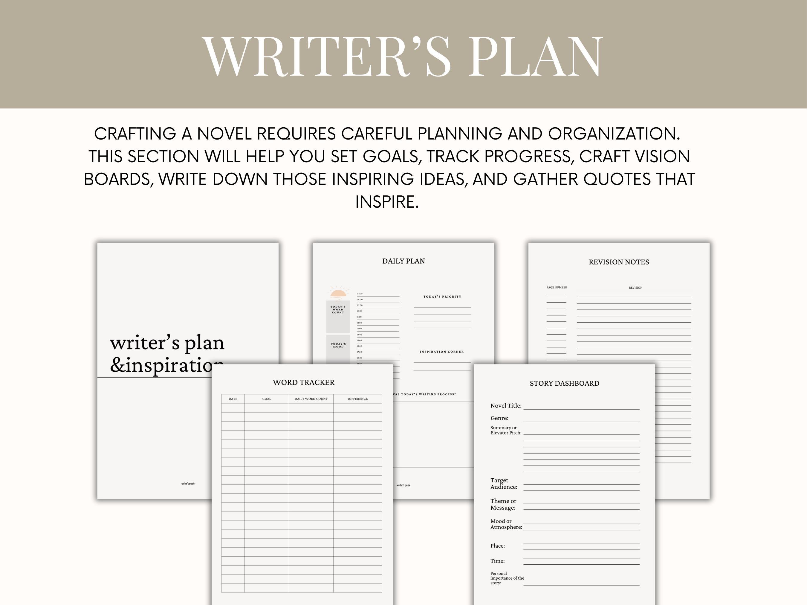 Novel Planning Workbook: Idea to Plot, Book Outline Planner, Character ...