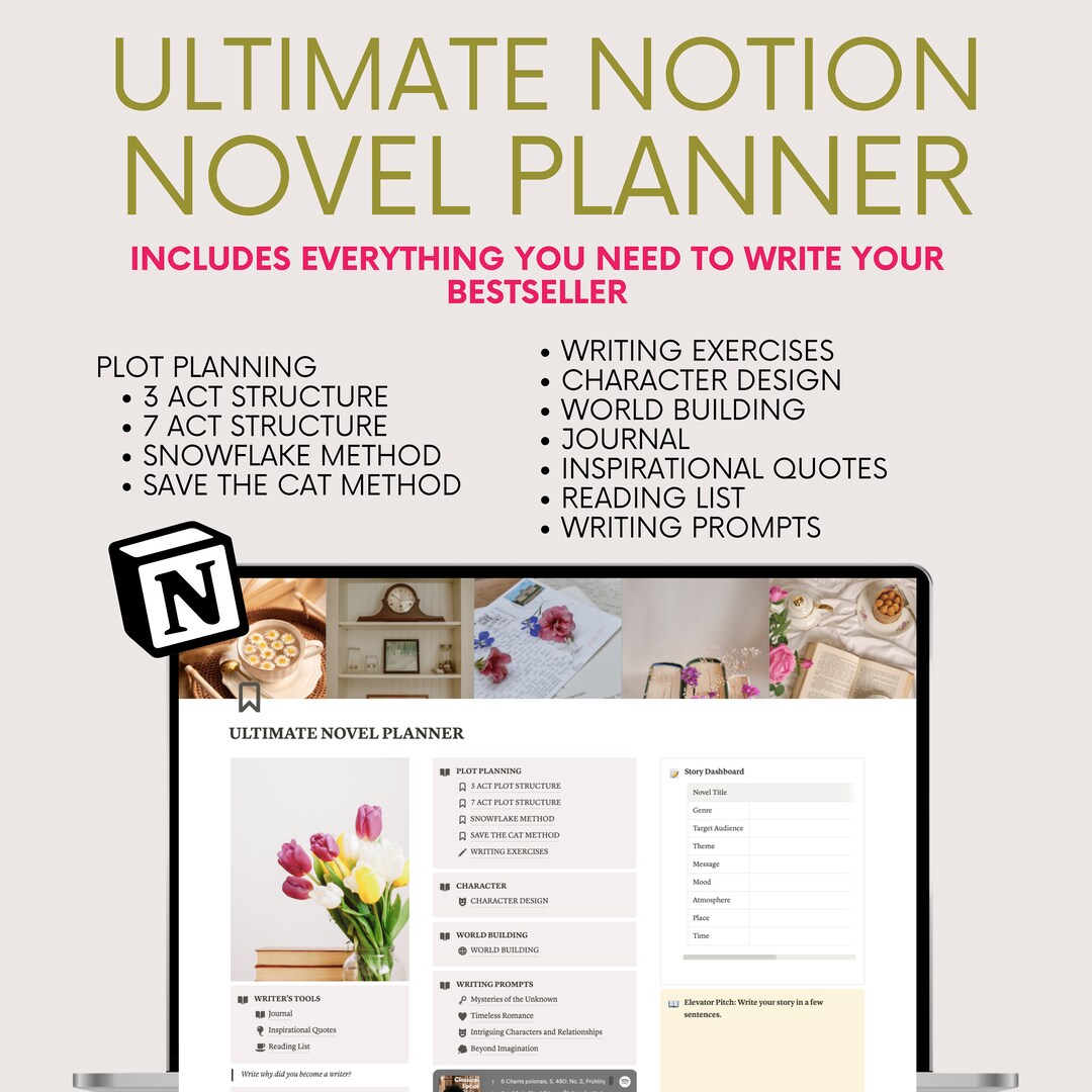 Author Notion: Novel Planner, Notion Writing Templates, Write a Novel ...