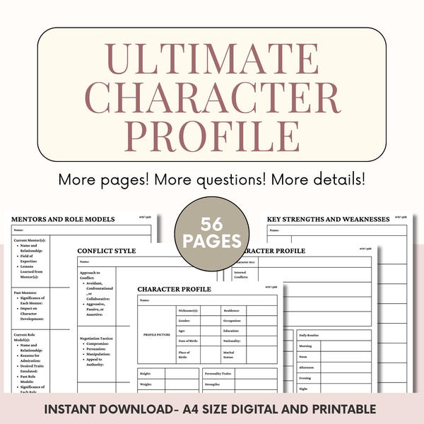 Author Character Profile - Etsy