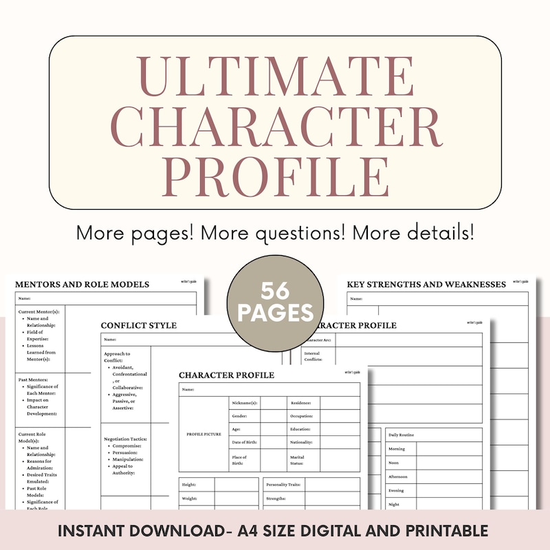 Author Character Profile - Etsy