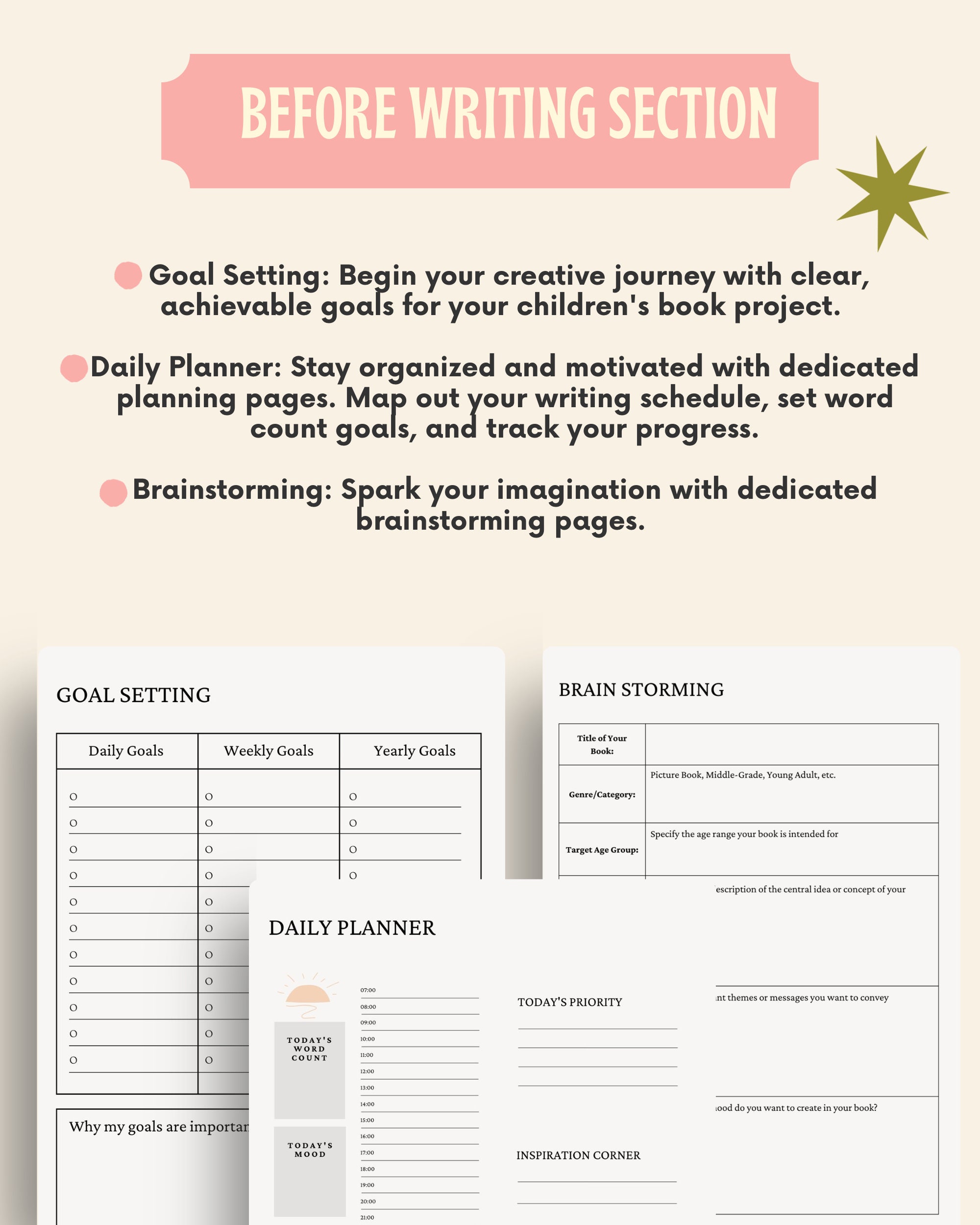 Children's Book Planner, Author Children Book Plan, Write a Childrens ...