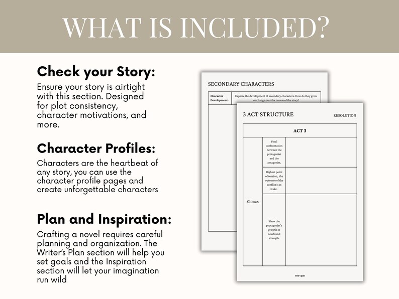 Novel Planning Workbook: Idea to Plot, Book Outline Planner, Character ...