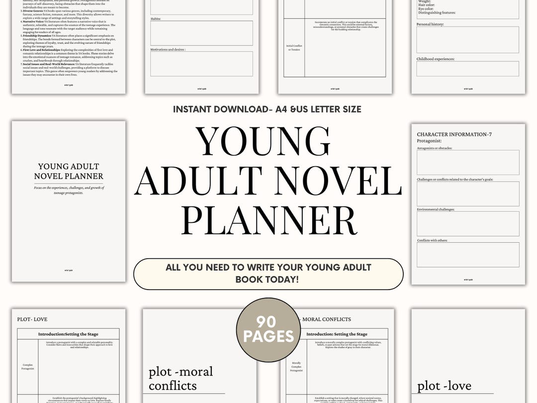 Young Adult Novel Planner: Romance Author Workbook, Love Novel Outline ...