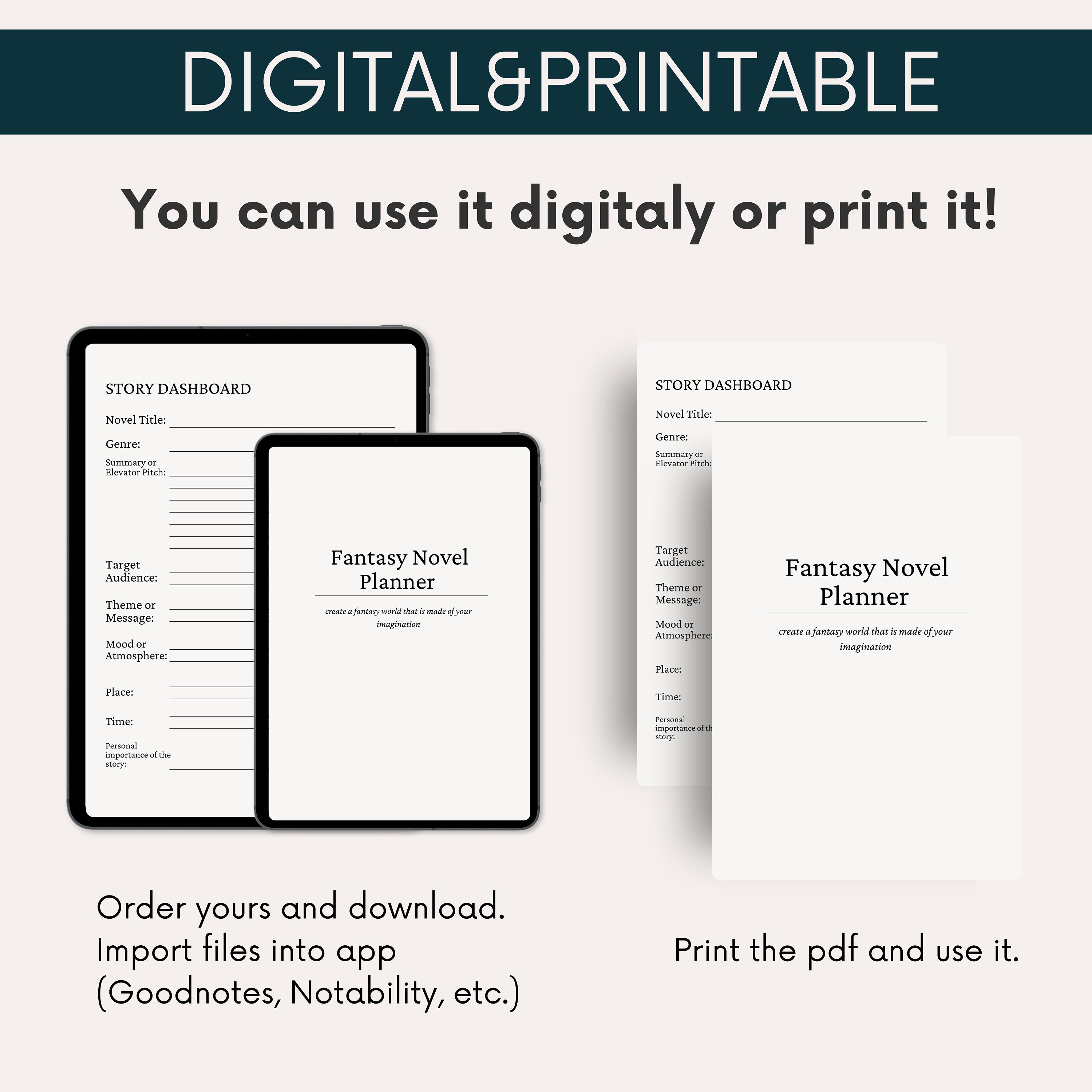 Fantasy Book Planner, Fiction Writing Workbook: Magic Systems, World ...