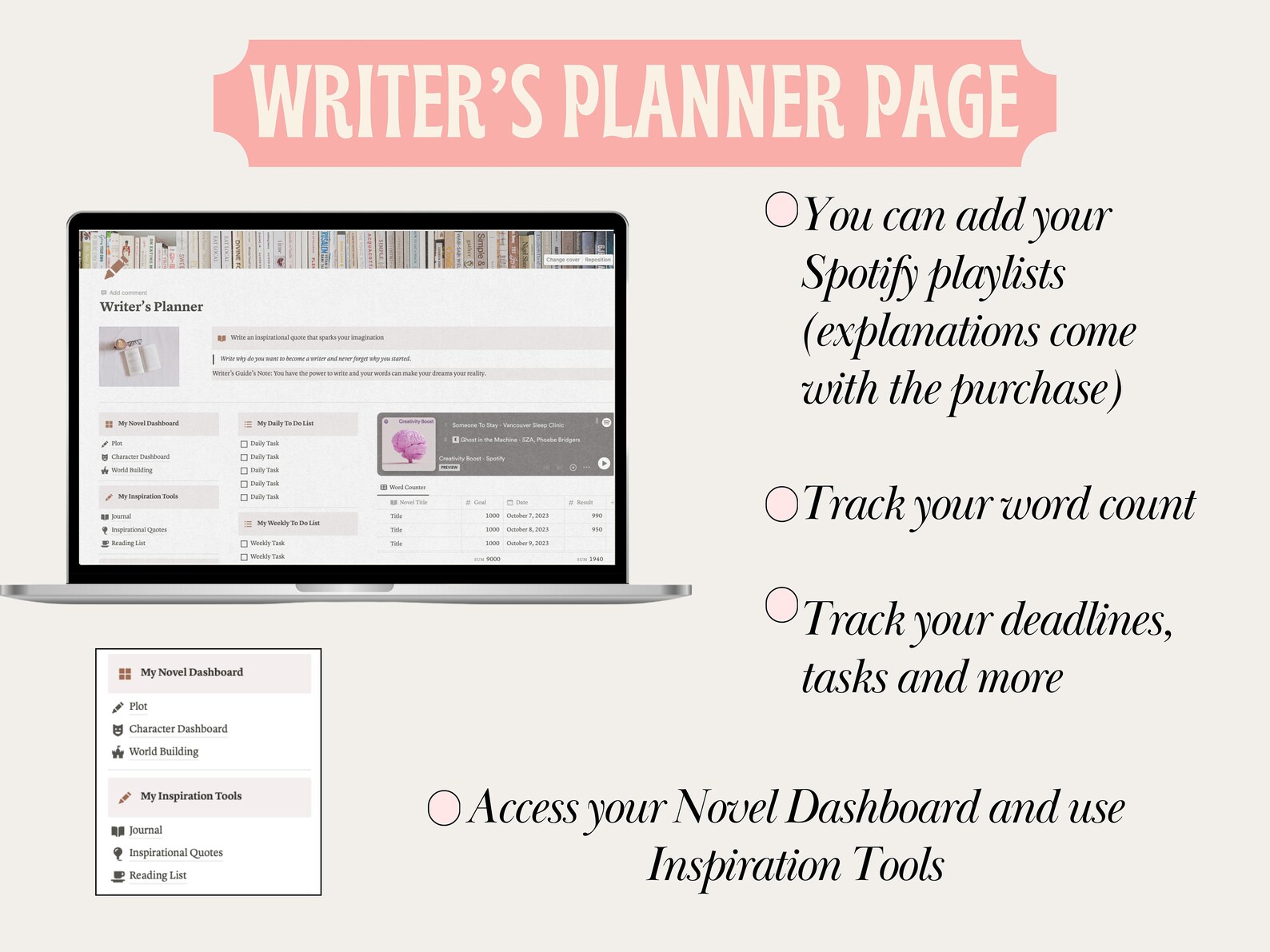 Notion Template for Writers, Writers Planner, Notion Planner, Digital ...