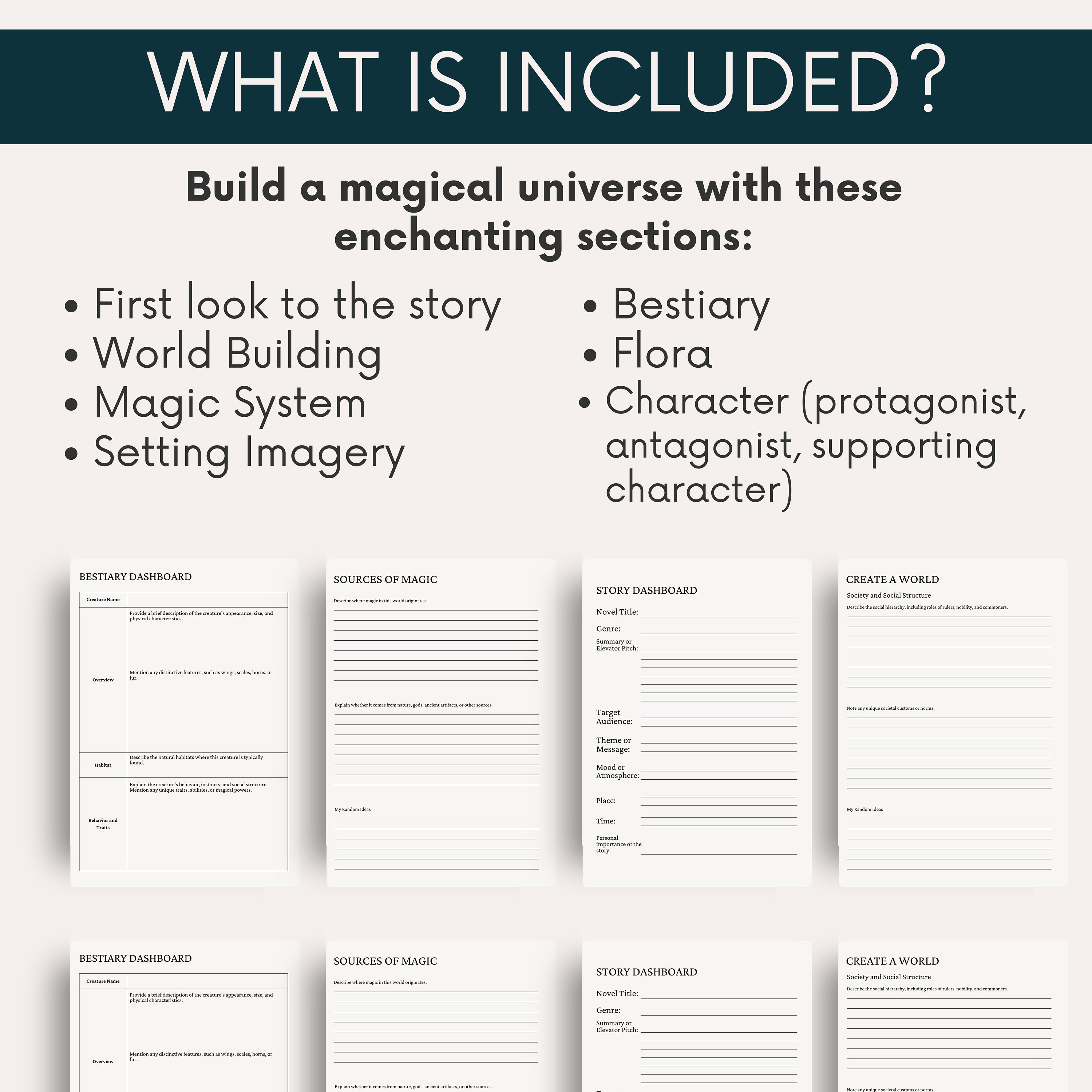 Fantasy Book Planner, Fiction Writing Workbook: Magic Systems, World ...