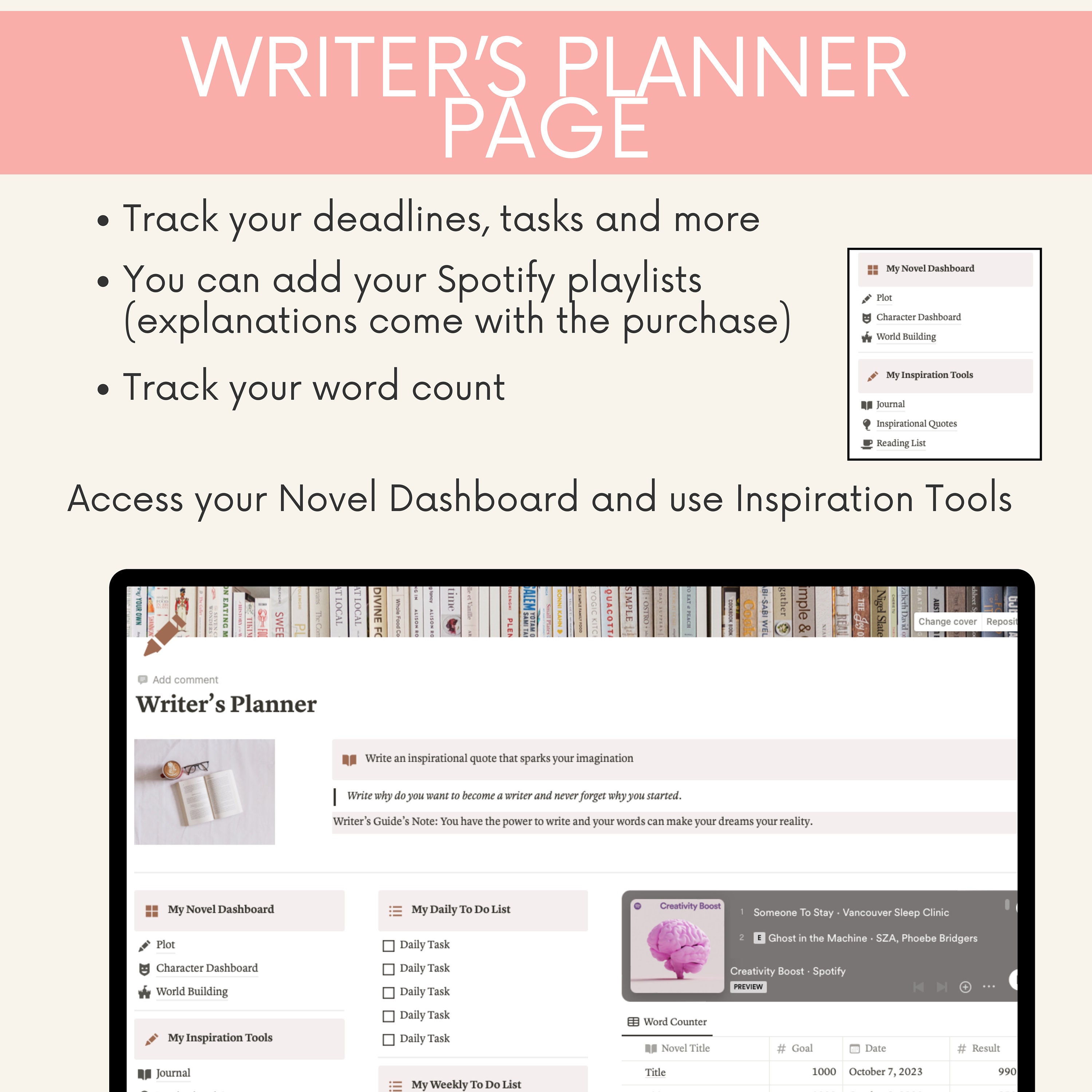 Notion Template for Writers, Writers Planner, Notion Planner, Digital ...