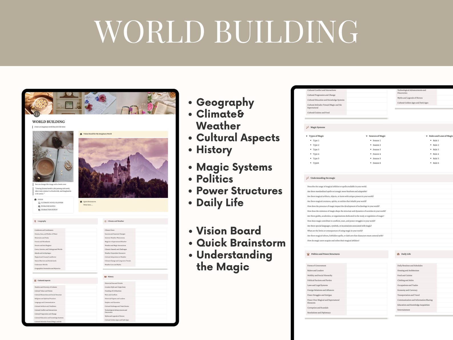 Notion Template Novel Planner, Book Writing Planner, World Building ...