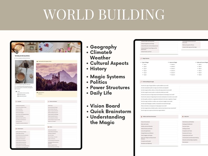Notion Template Novel Planner, Book Writing Planner, World Building Notion, Novel Writing Notion ...