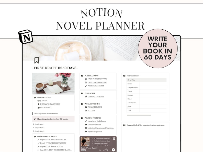 Writer Book Planner Template: Guided Novel Prep, Plotting Outline ...