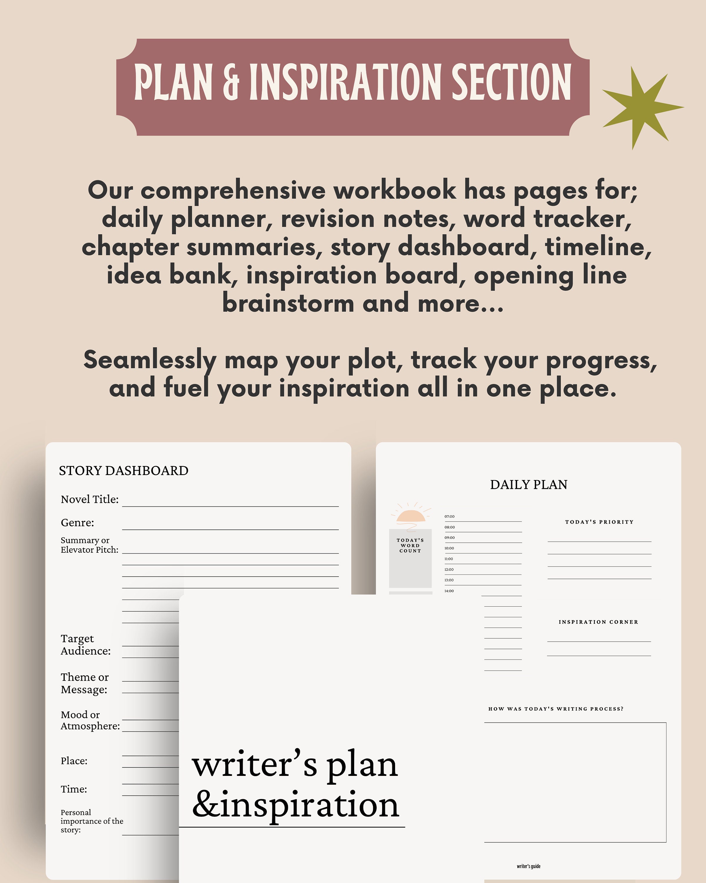 Plot Workbook Authors Plot Template And Book Writing Planner Novel Organizer With Worksheets