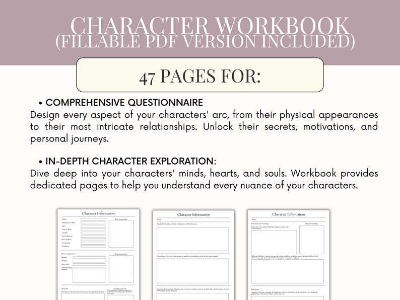 Character Planning Bundle: Book Writing Plan, Antagonist Planner ...
