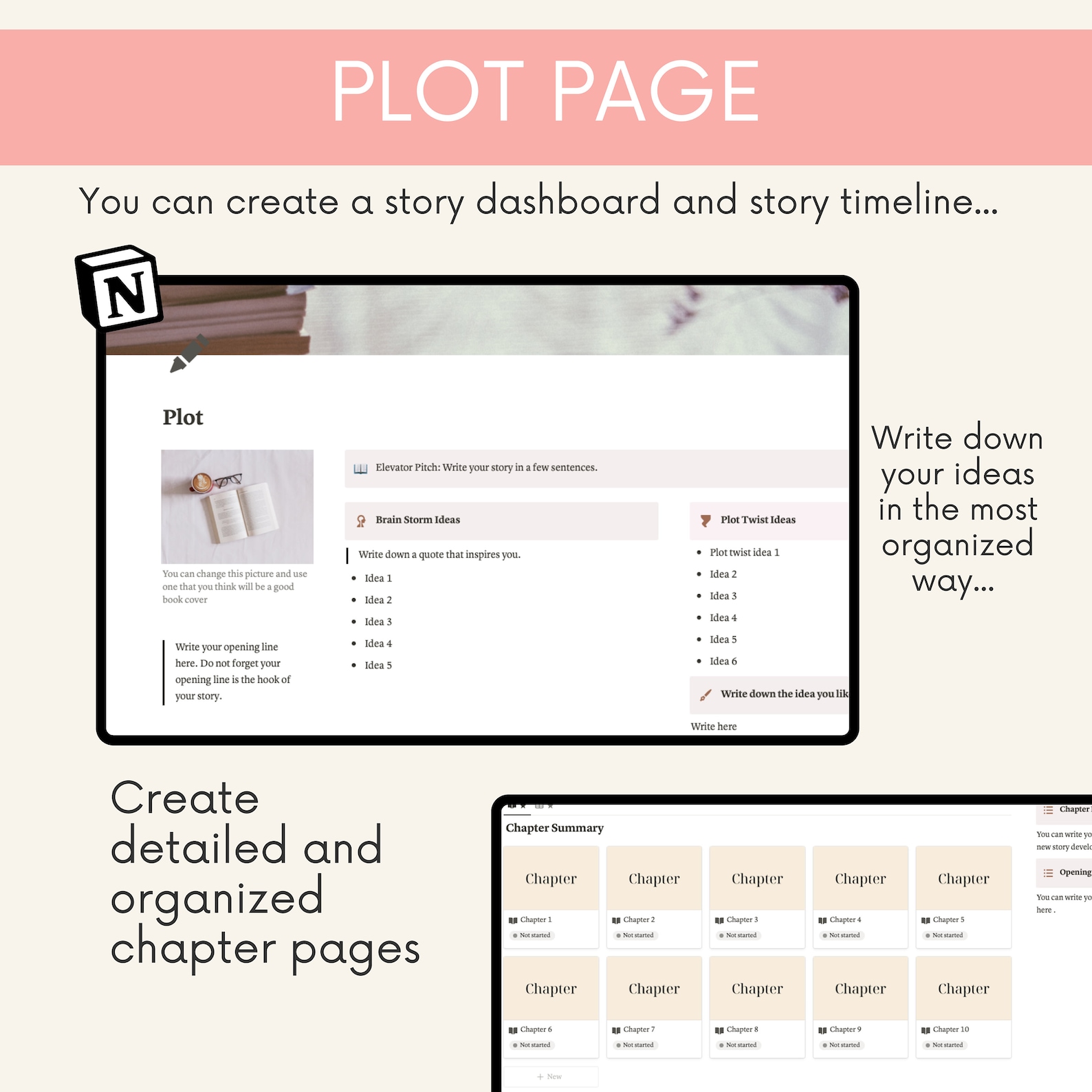Notion Template Novel Planner, Book Writing Planner, World Building ...