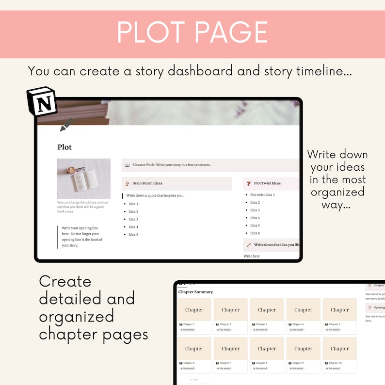 Notion Template Novel Planner, Book Writing Planner, World Building Notion, Novel Writing Notion ...
