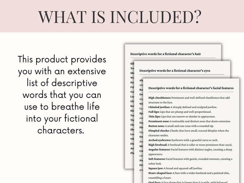 Character Creation Word List: Descriptive Words for Writers, Author's ...