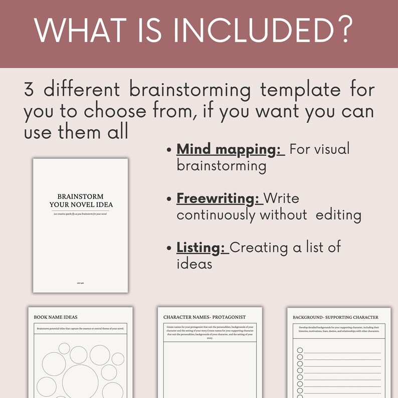 Fillable Brainstorming Writing Template Worksheets, Novel Outline, Plot Planner, Author Workbook ...
