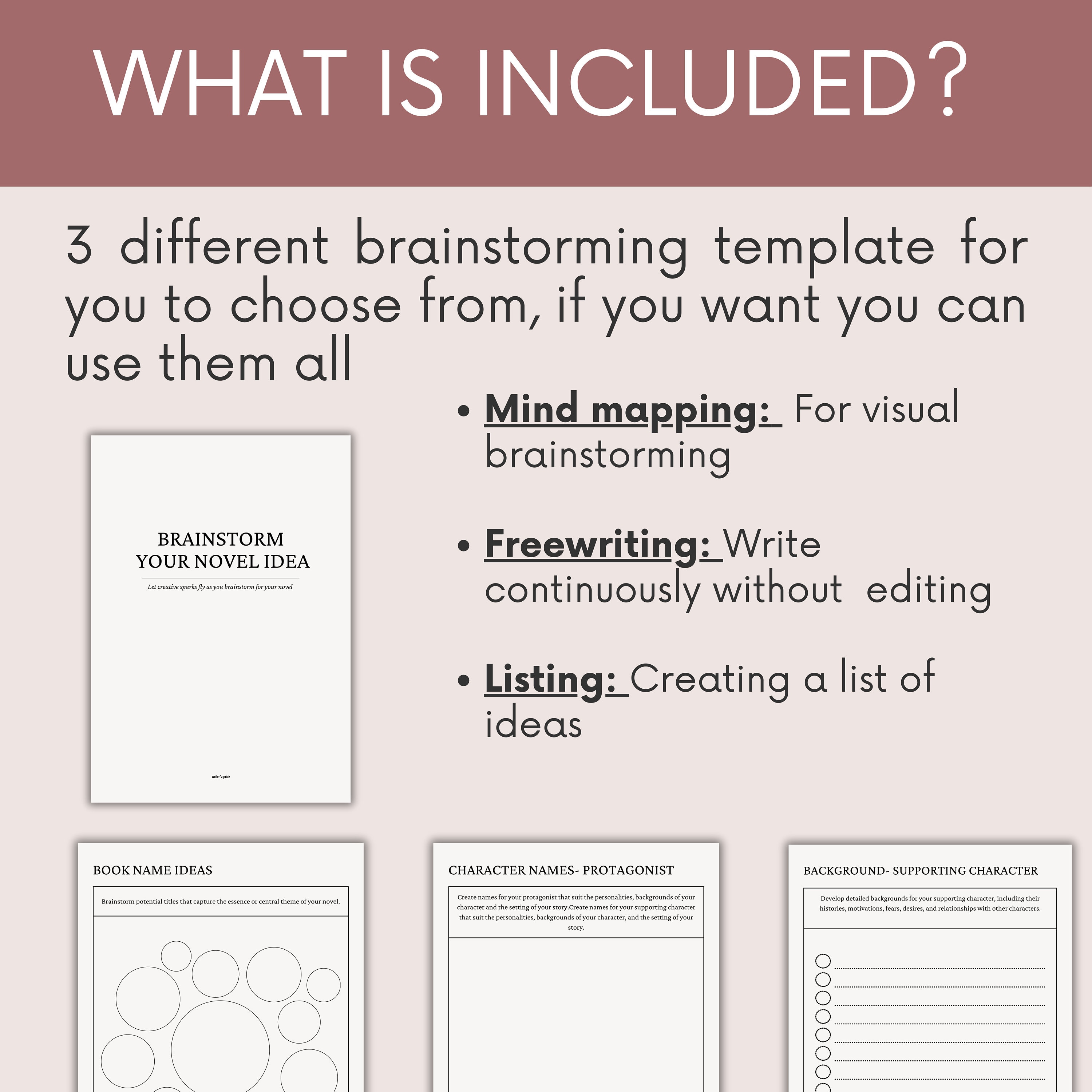 Fillable Brainstorming Writing Template Worksheets, Novel Outline, Plot ...