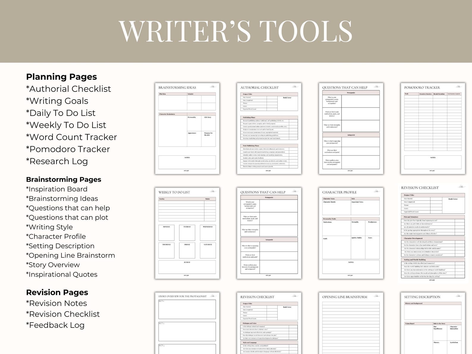 Fillable Novel Planner: Author Story Outline, Character Chart, Book ...