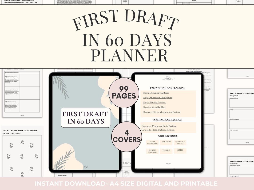 60 Day Novel Writing Planner: Guided Author Workbook, Plot Outline ...