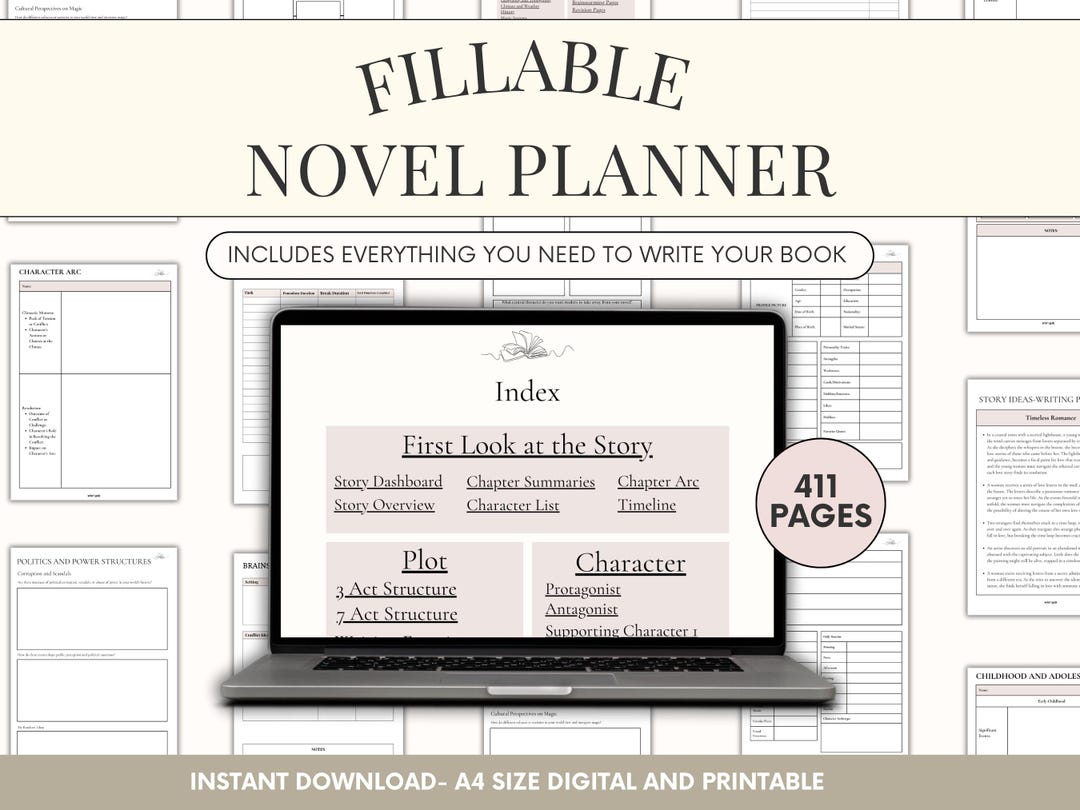 Planificador de libros Libro de trabajo de novela Planificador de ...