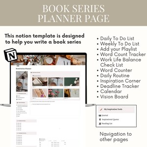 Book Series Notion Template: Novel Writing Organize, Book Planner - Etsy