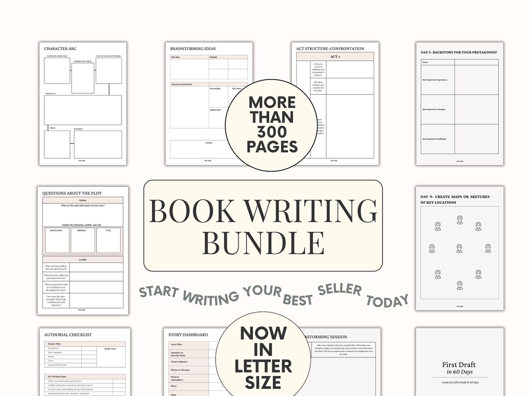 Book Writing Bundle: Novel Planner, Author Story Outline, Character ...