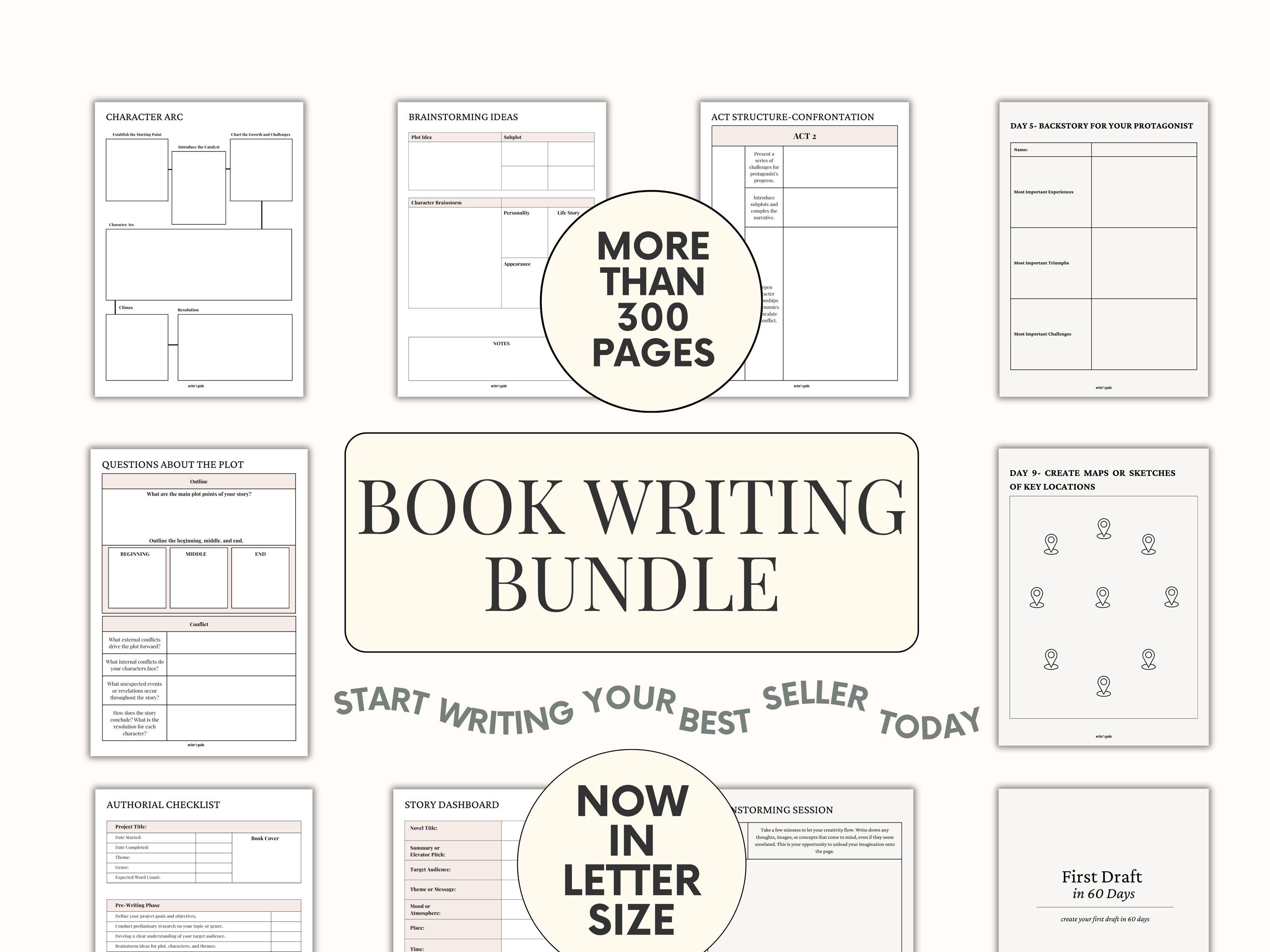 Book Writing Bundle: Novel Planner, Author Story Outline, Character ...