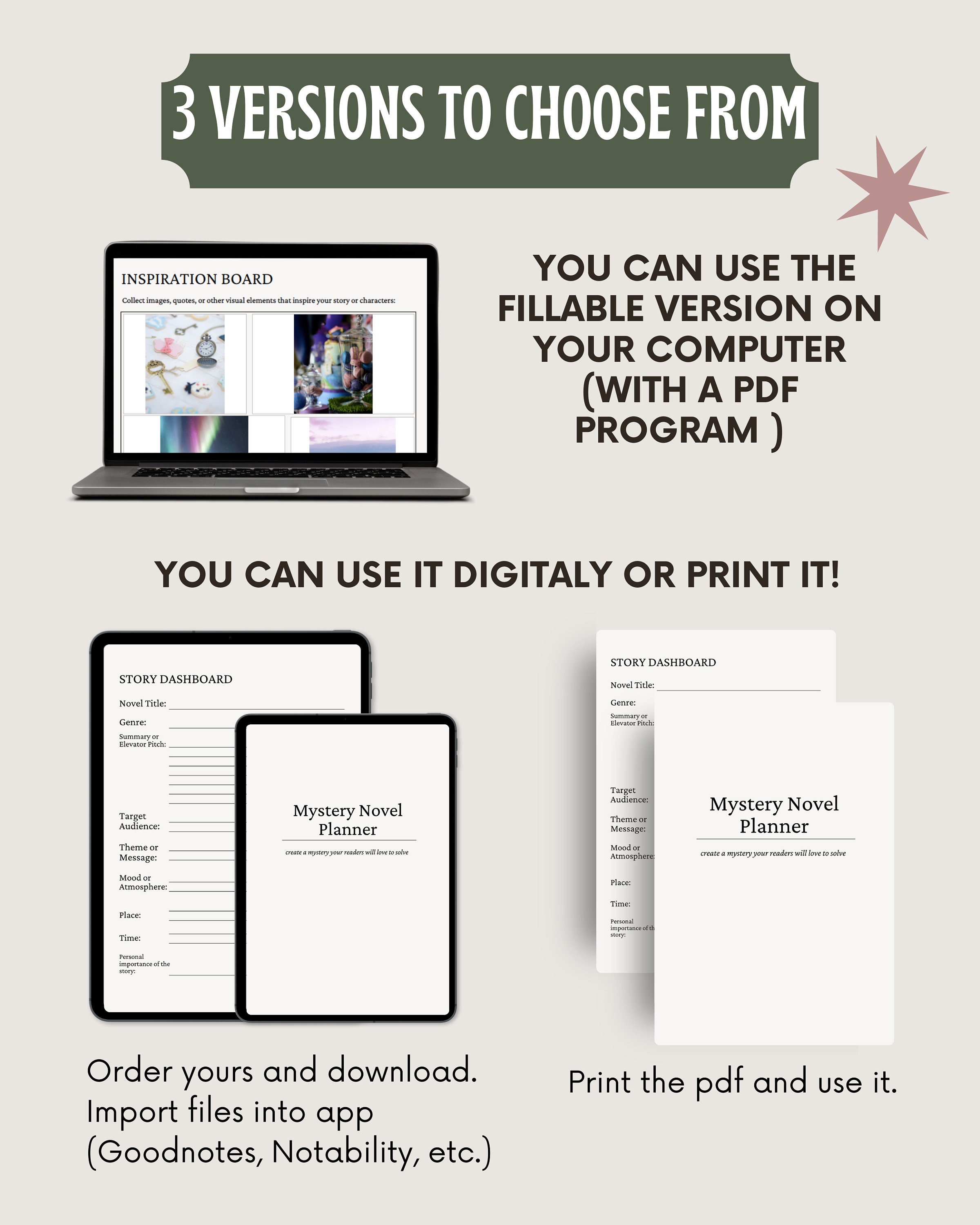 Fillable Mystery Novel Planner, Suspense Book Planner, Murder Mystery ...