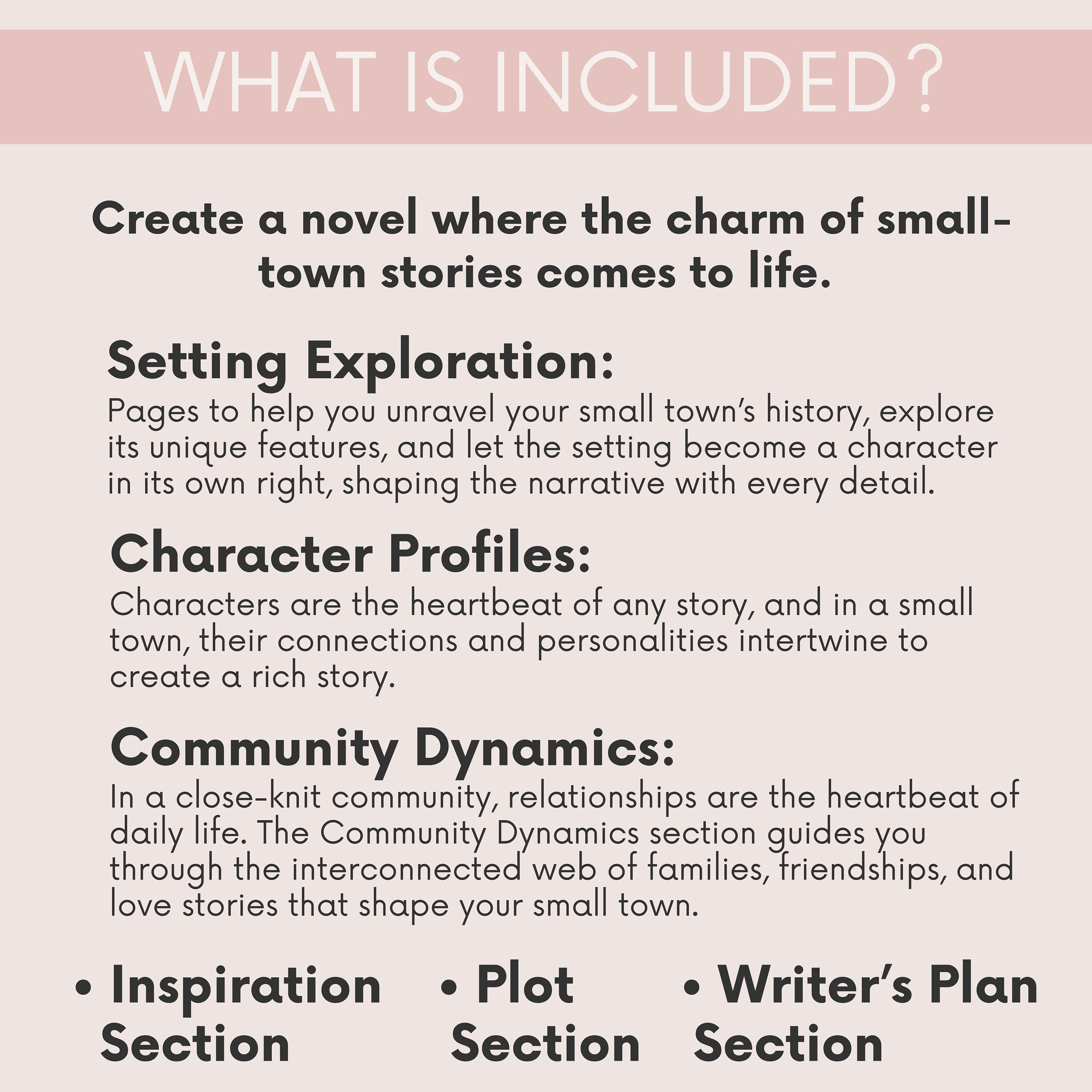 Cozy Small Town Novel Planner Community Dynamics, Plot Outline ...