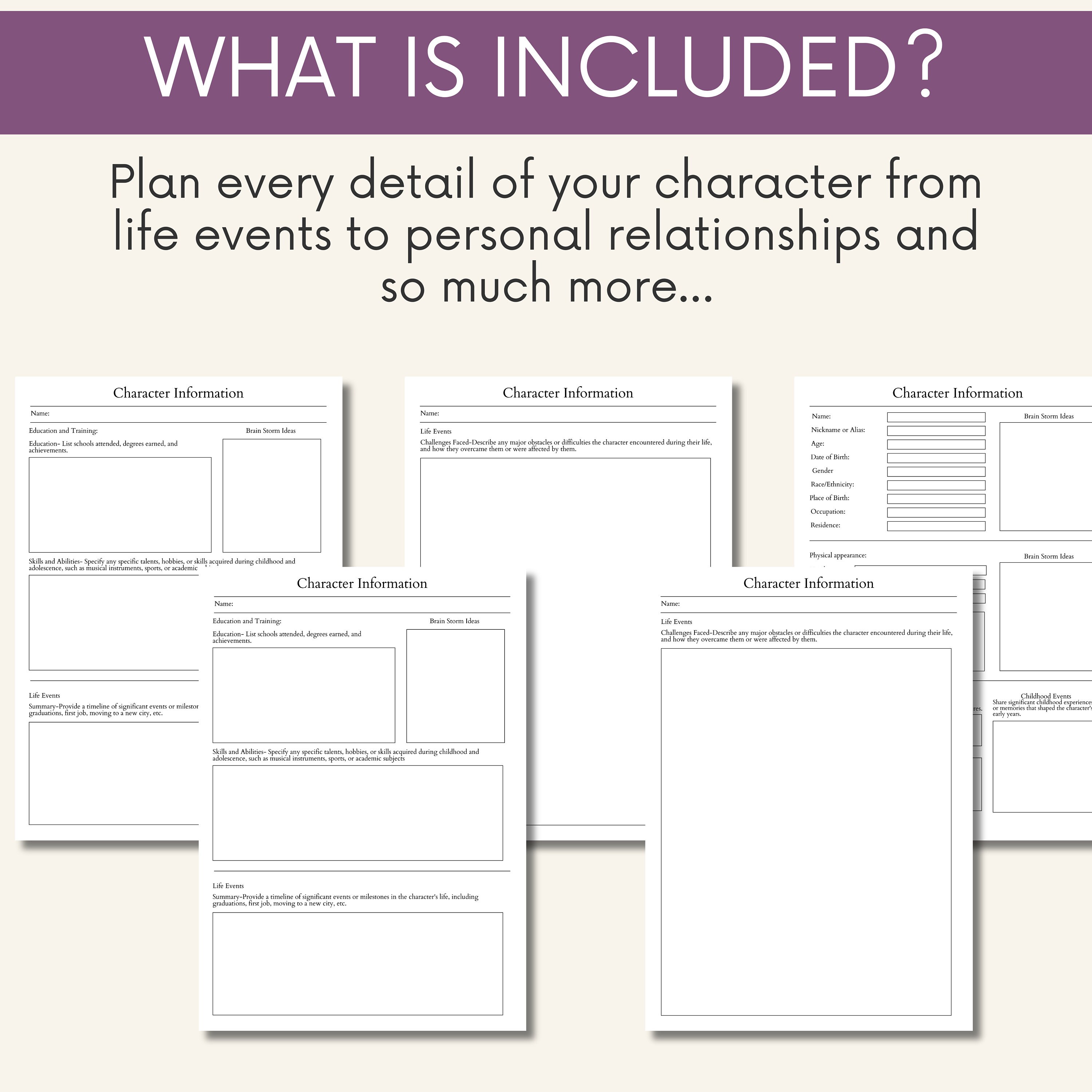 Novel Character Planner, Author Planner Character Workbook, Character Profile Book, Fanfic Novel ...