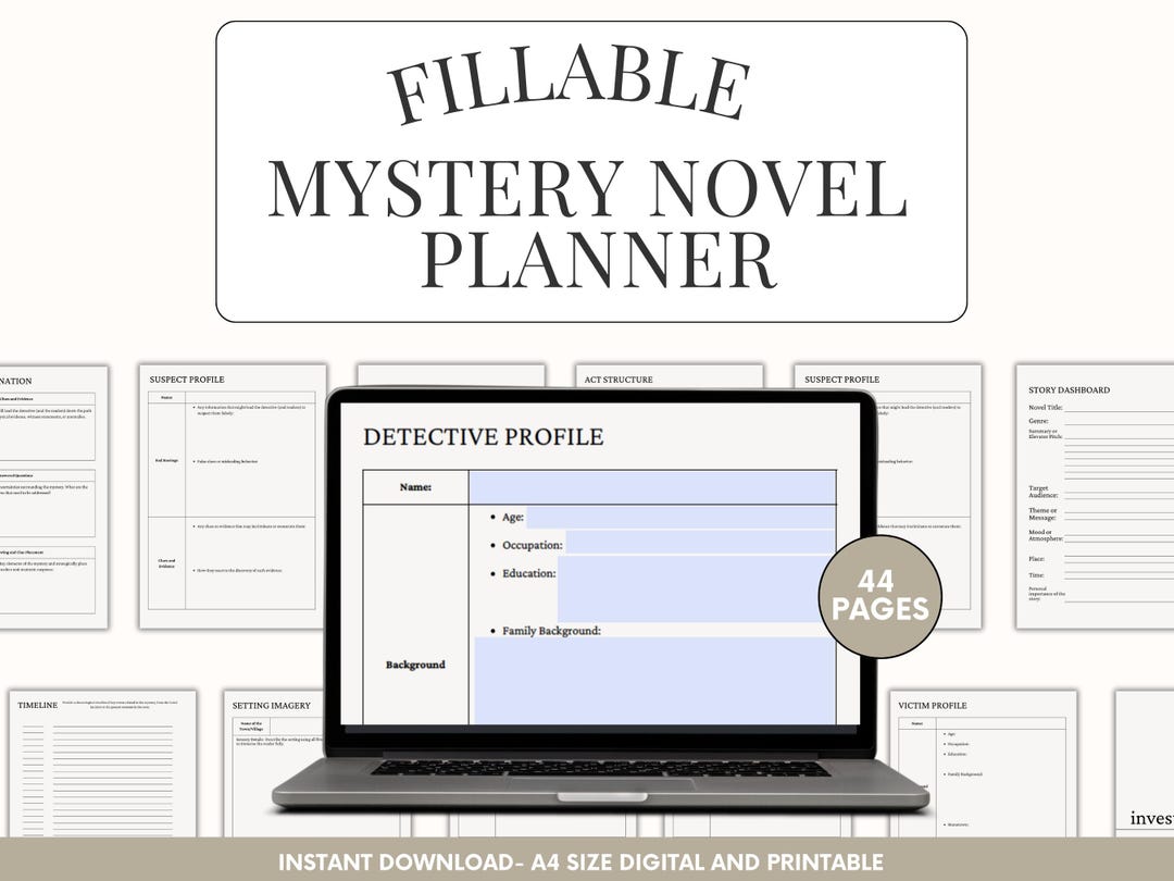 Fillable Mystery Novel Planner, Suspense Book Planner, Murder Mystery ...