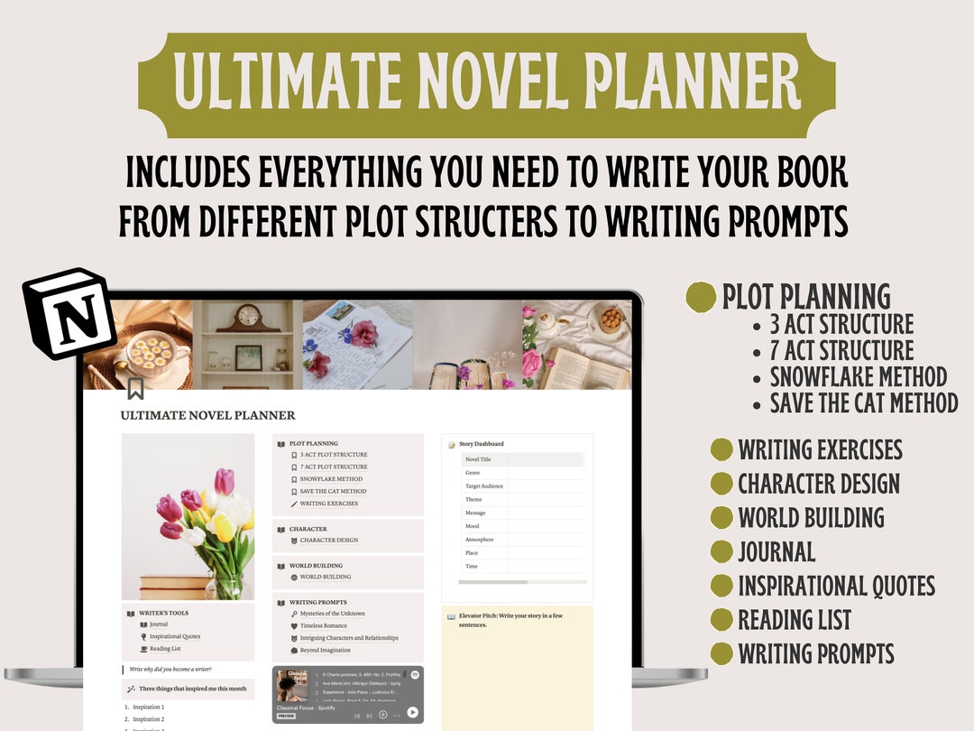 Author Notion: Novel Planner, Notion Writing Templates, Write a Novel ...
