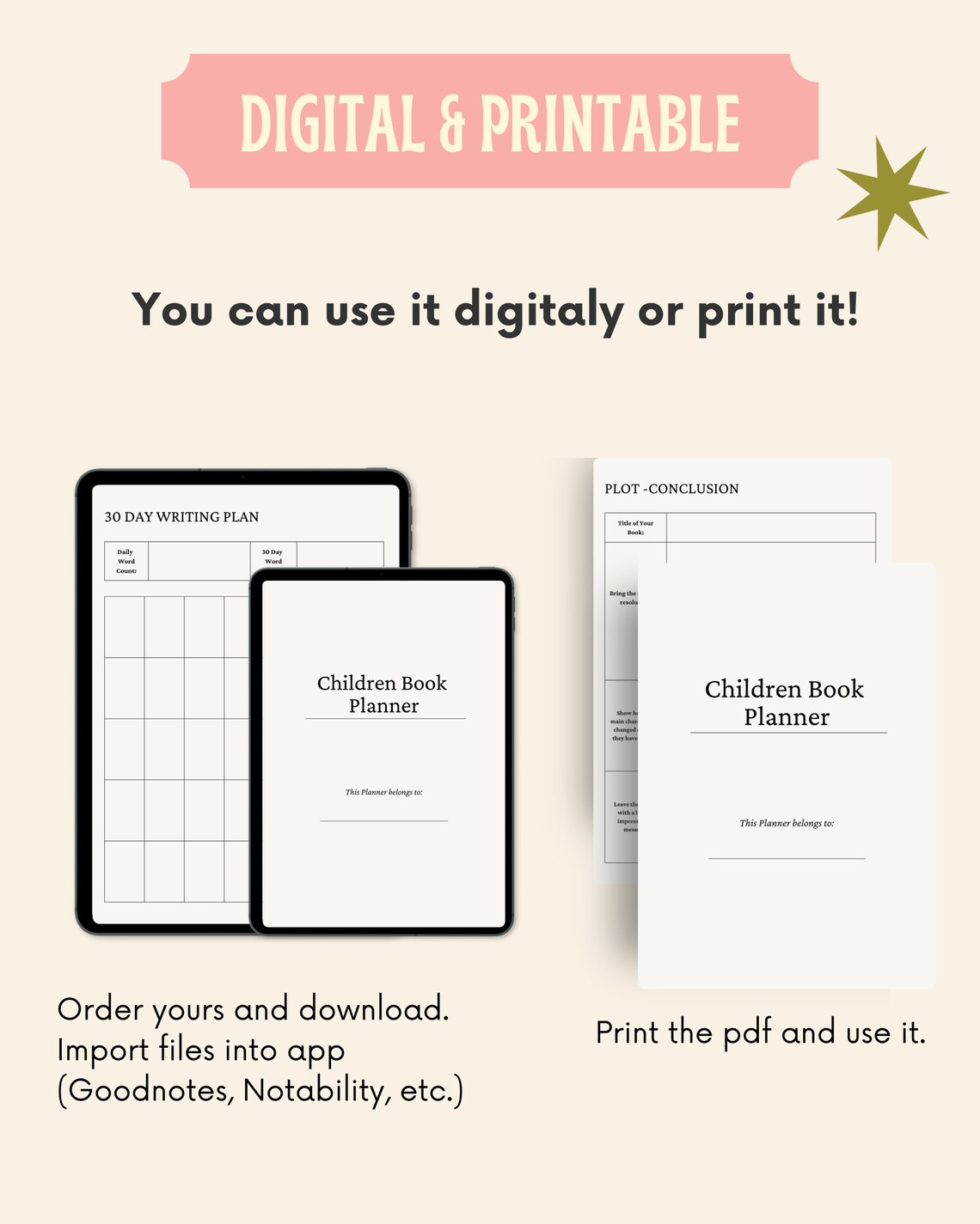 Children's Book Planner, Author Children Book Plan, Write a Childrens ...