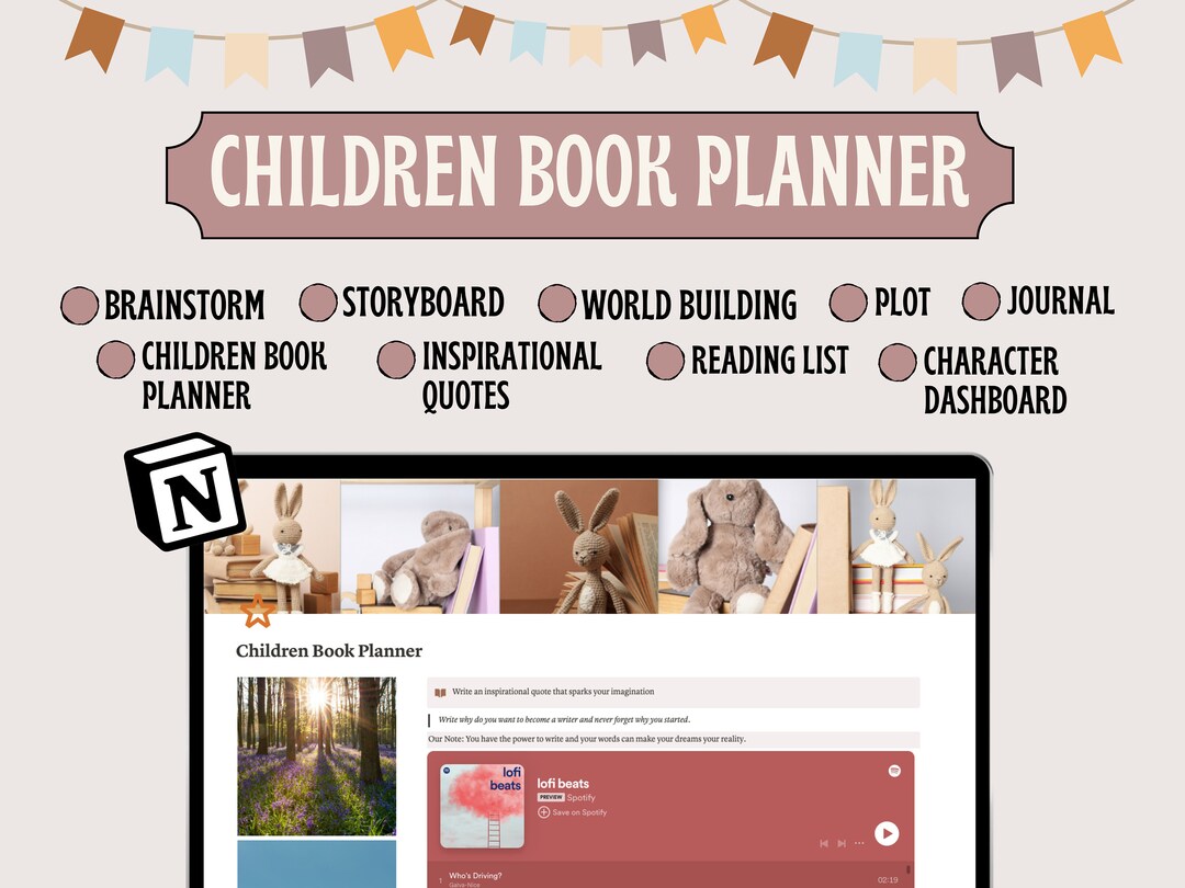 Notion Children Book Planner, Child Book Author Notion Planner, Children Book Notion Template ...