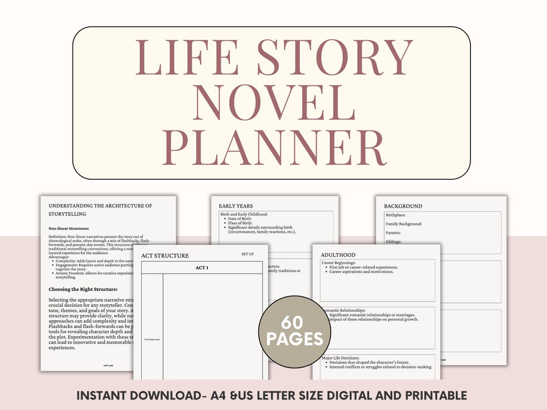 Life Story Novel Planner: Writer's Workbook Template, Biography Planner ...