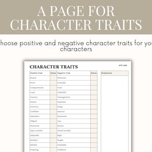 Fillable Character Profile Chart: Novel Prep Workbook, Character ...