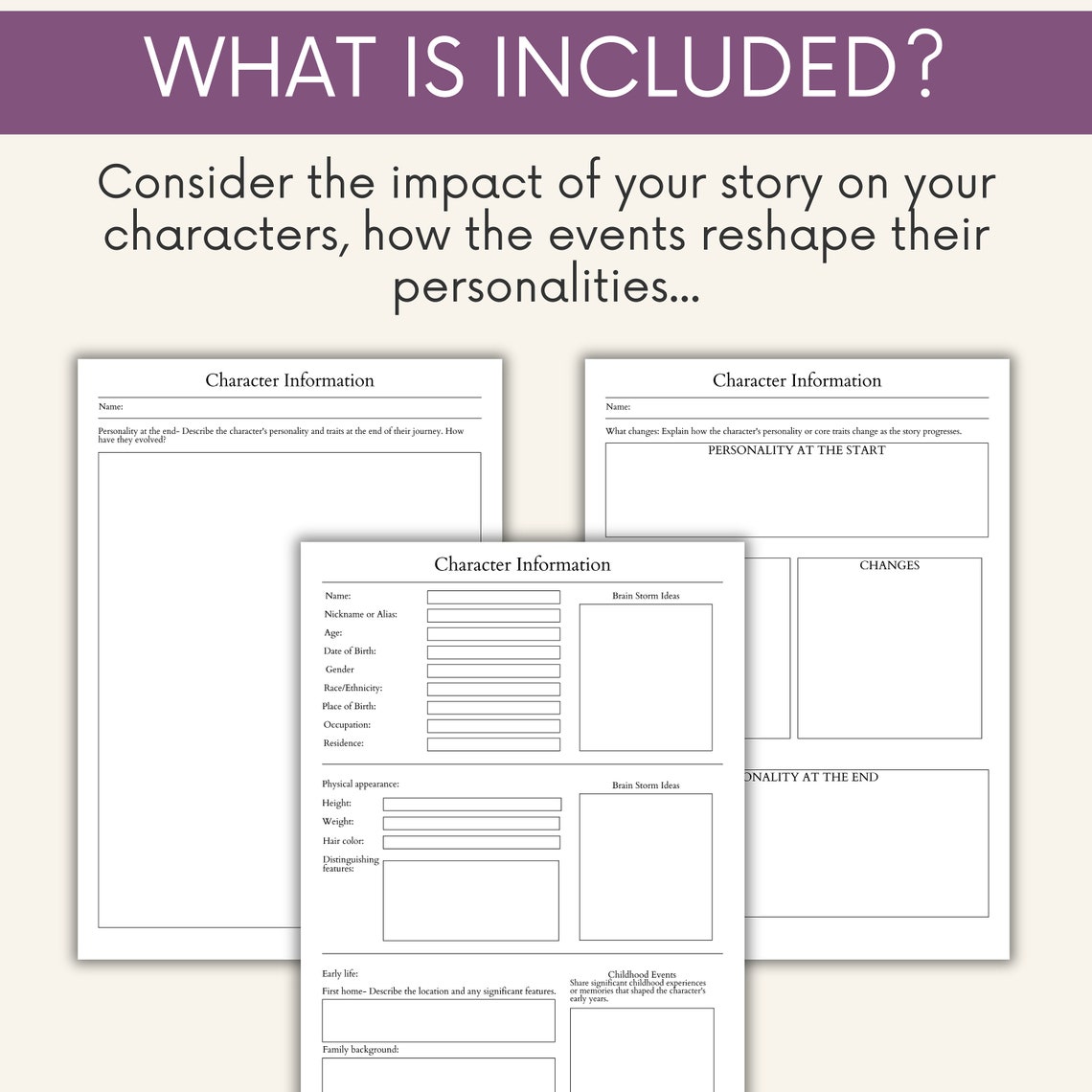 Novel Character Planner, Author Planner Character Workbook, Character ...