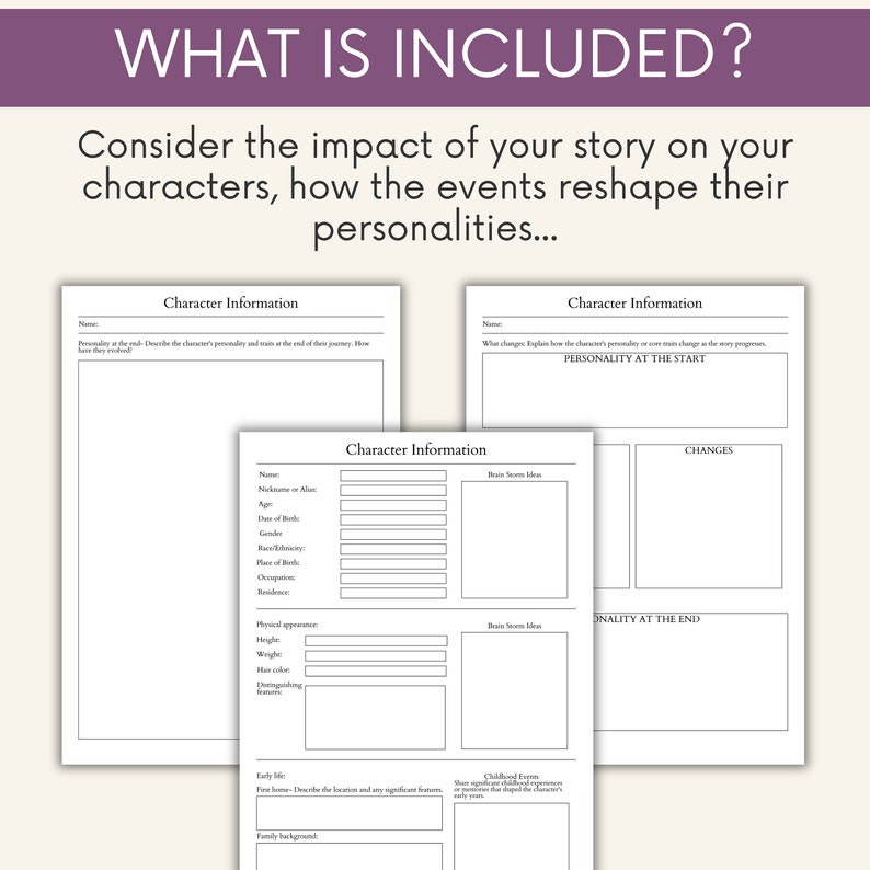 Novel Character Planner, Author Planner Character Workbook, Character ...