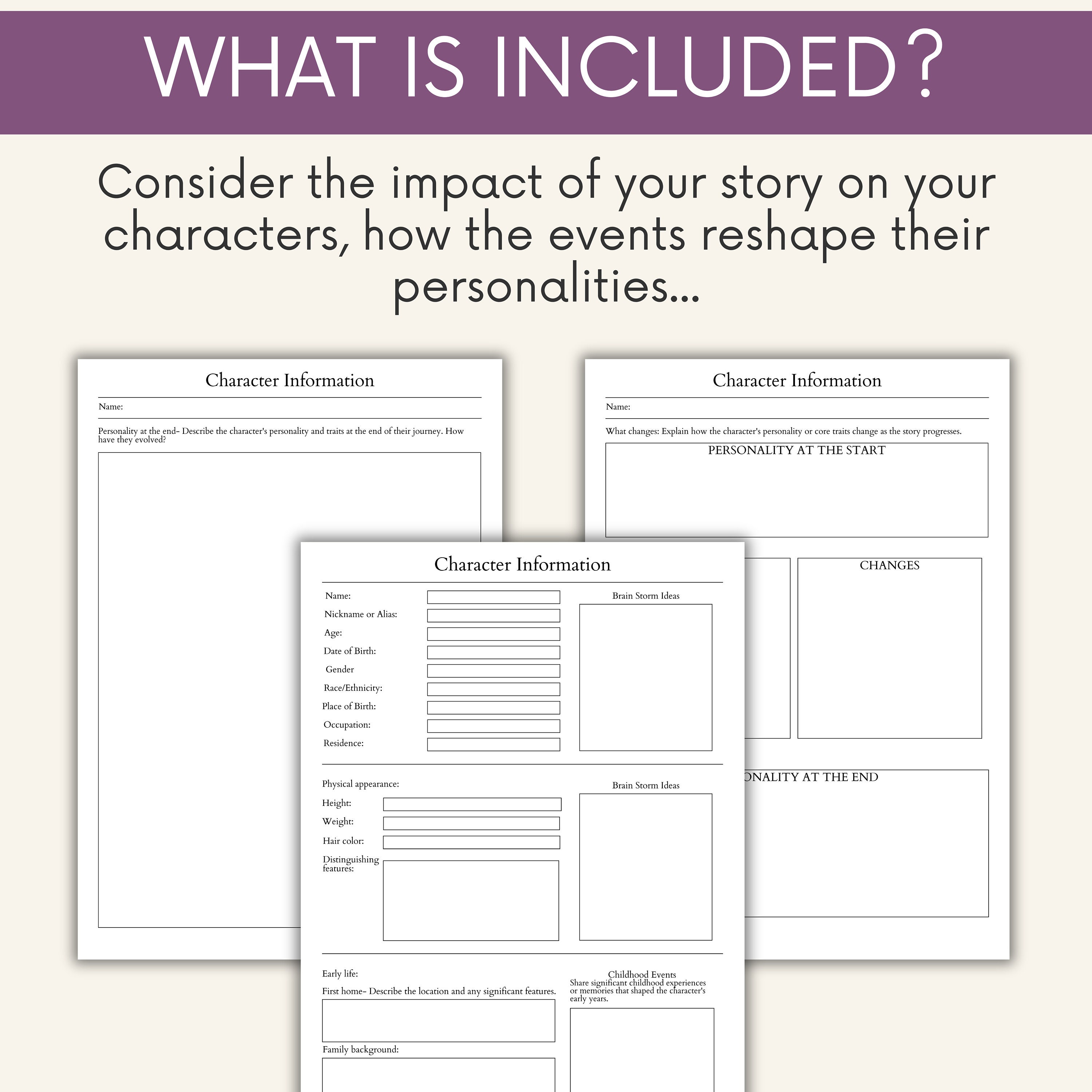 Novel Character Planner, Author Planner Character Workbook, Character ...