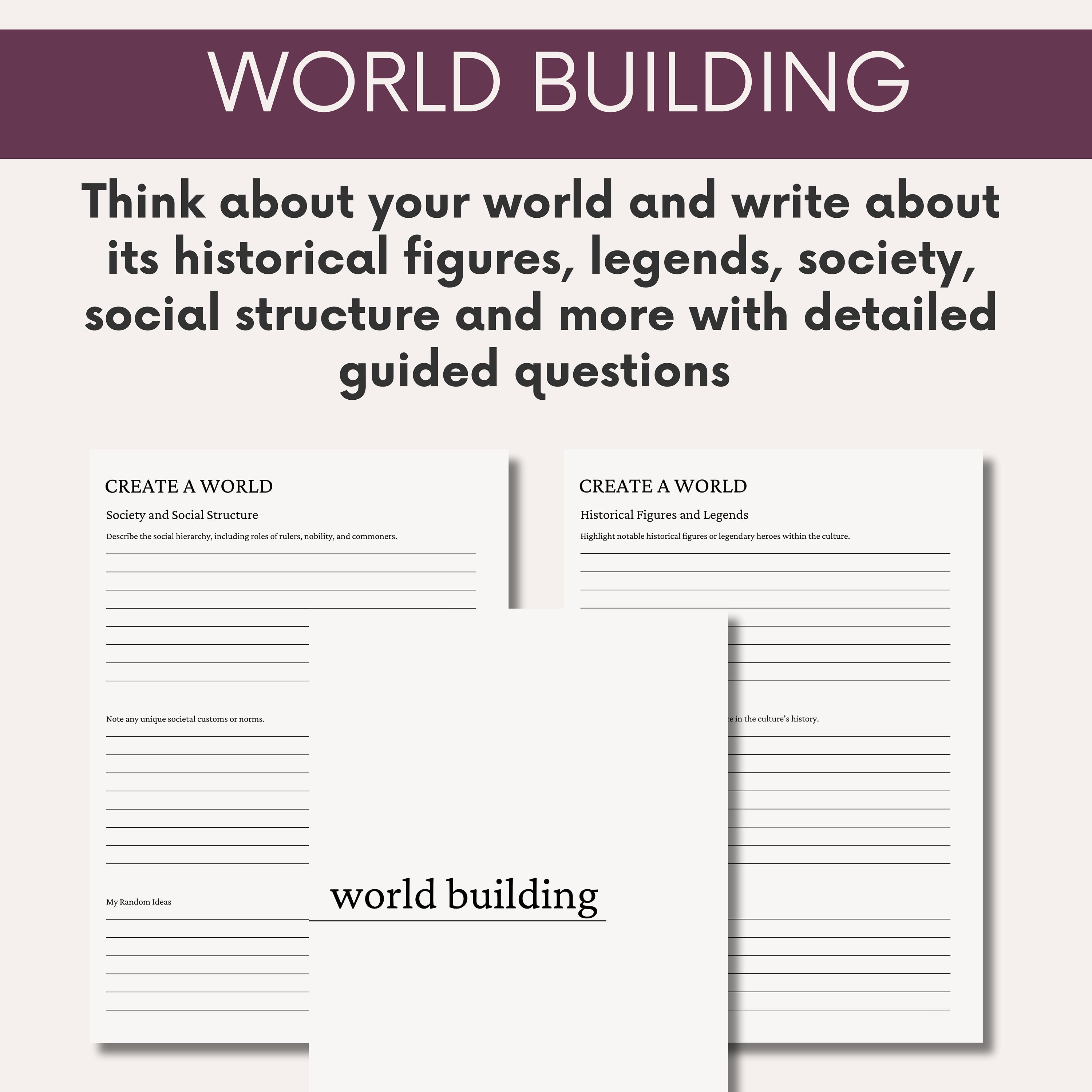 Fillable Fiction Book Writing Kit, World Building Worksheet, Writing ...