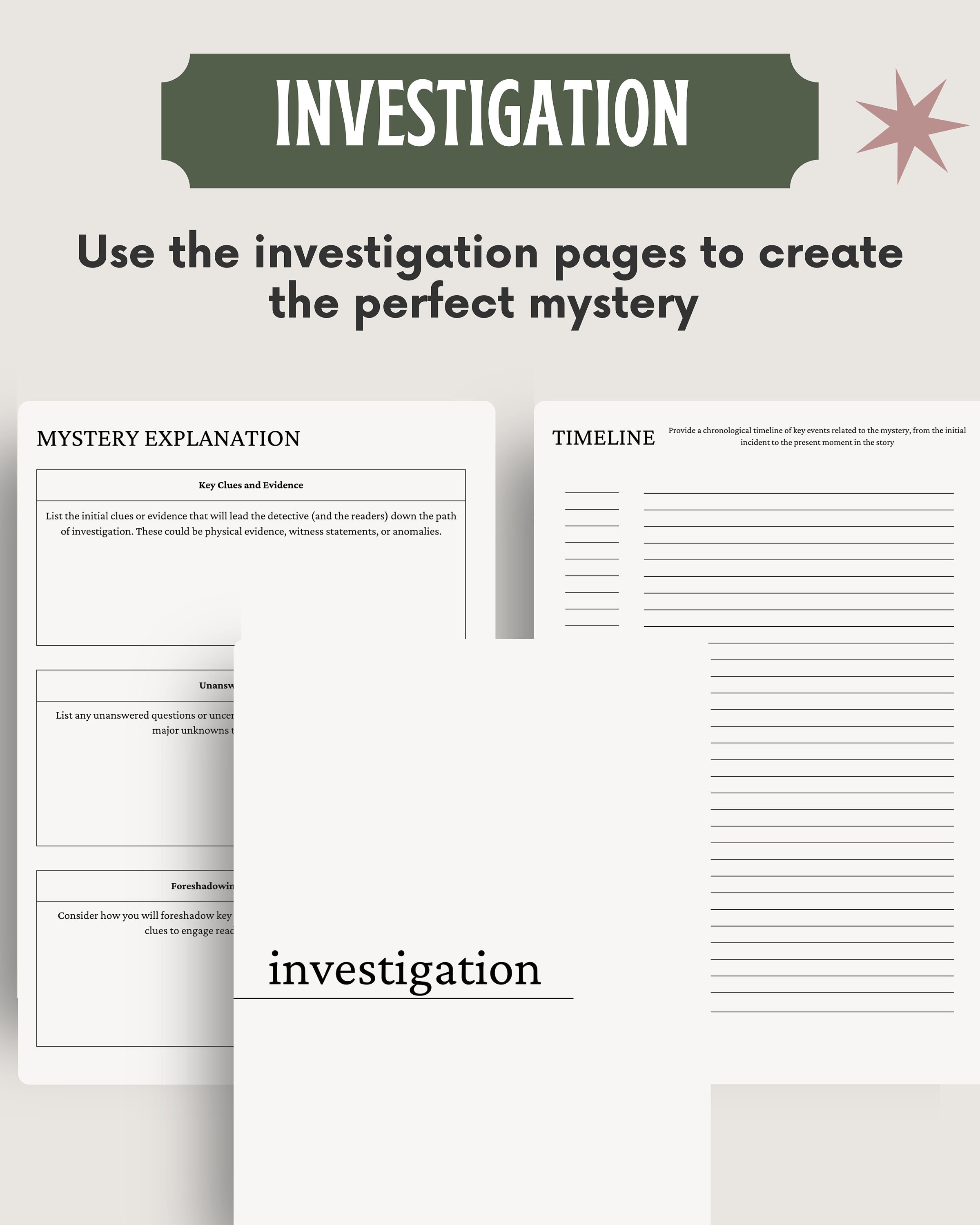 Fillable Mystery Novel Planner, Suspense Book Planner, Murder Mystery ...
