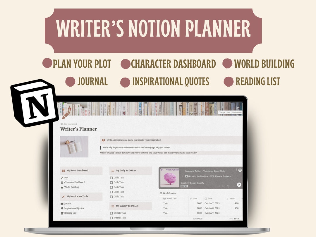 Notion Novel Writing Template Notion Template for Writers - Etsy