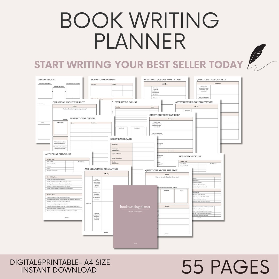 Novel Writing Planner Author Book Planner For Novel Plotting Write Novel Outline Book Writing