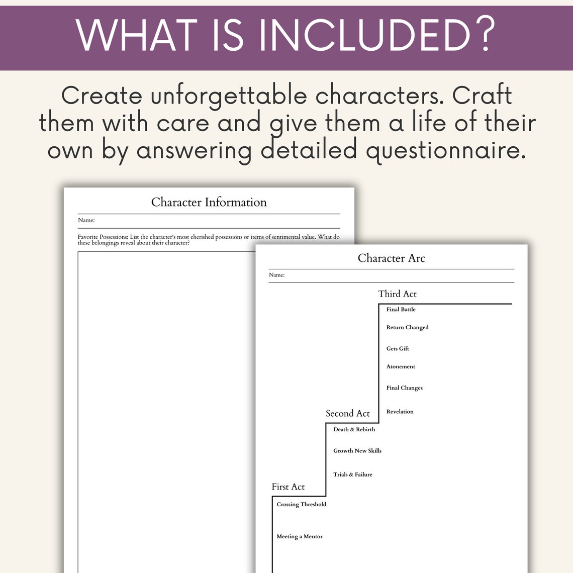 Novel Character Planner, Author Planner Character Workbook, Character ...