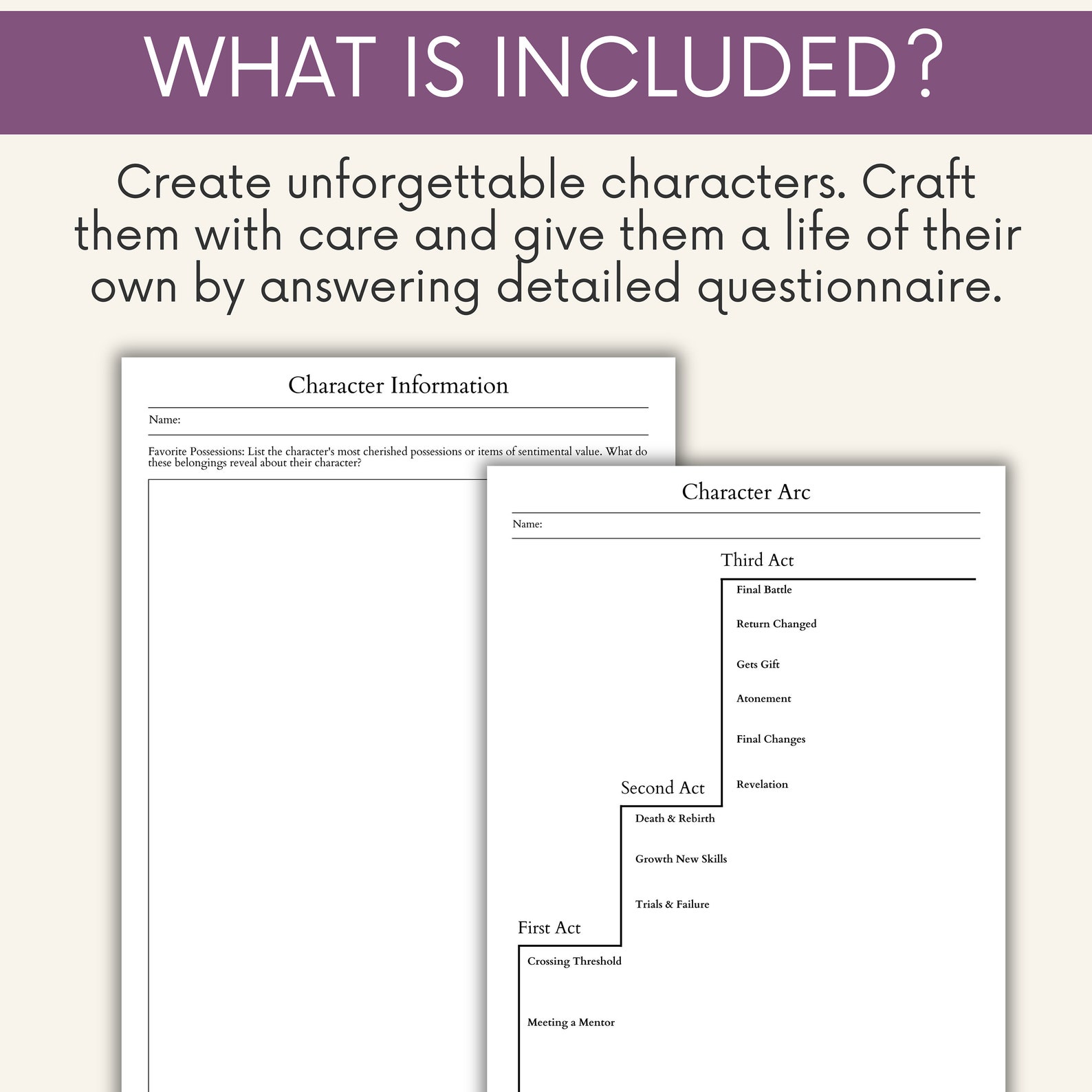 Novel Character Planner, Author Planner Character Workbook, Character ...