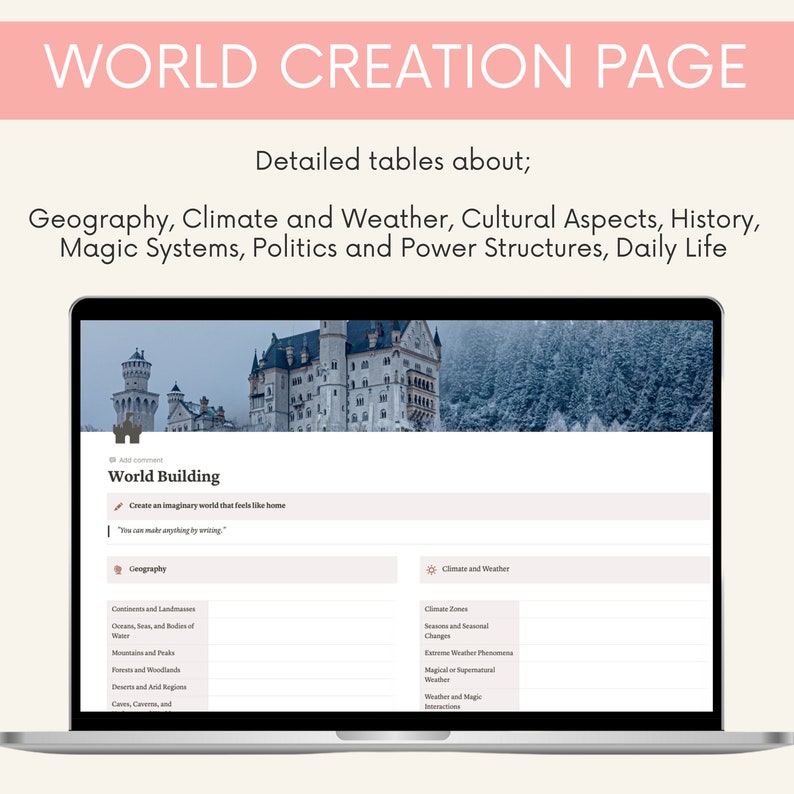 Notion Template Novel Planner, Book Writing Planner, World Building Notion, Novel Writing Notion ...
