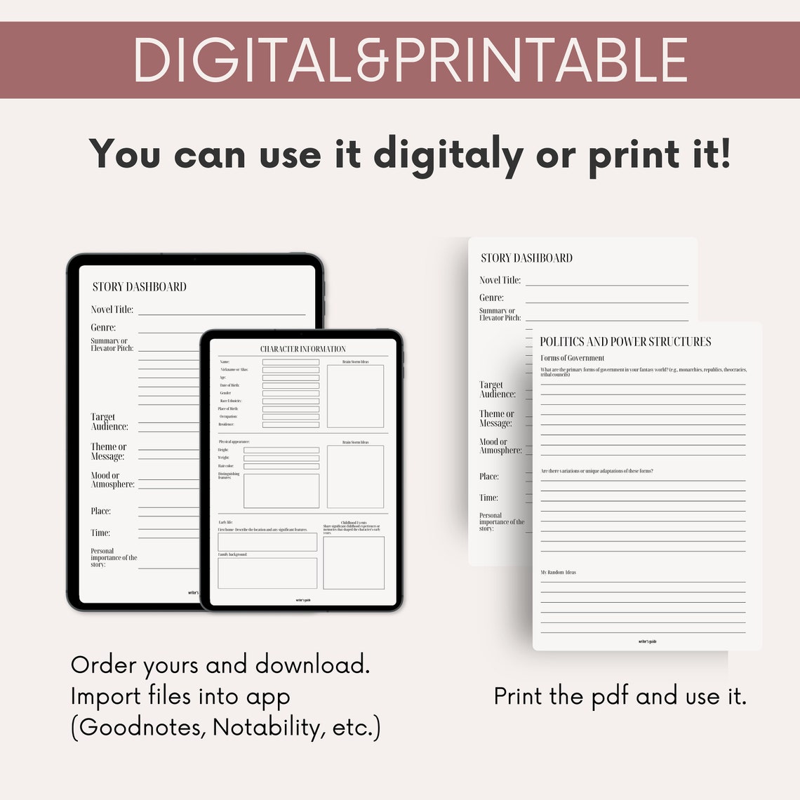 Ultimate Novel Planner Book Writing Planner, Plot Your Novel Outline ...
